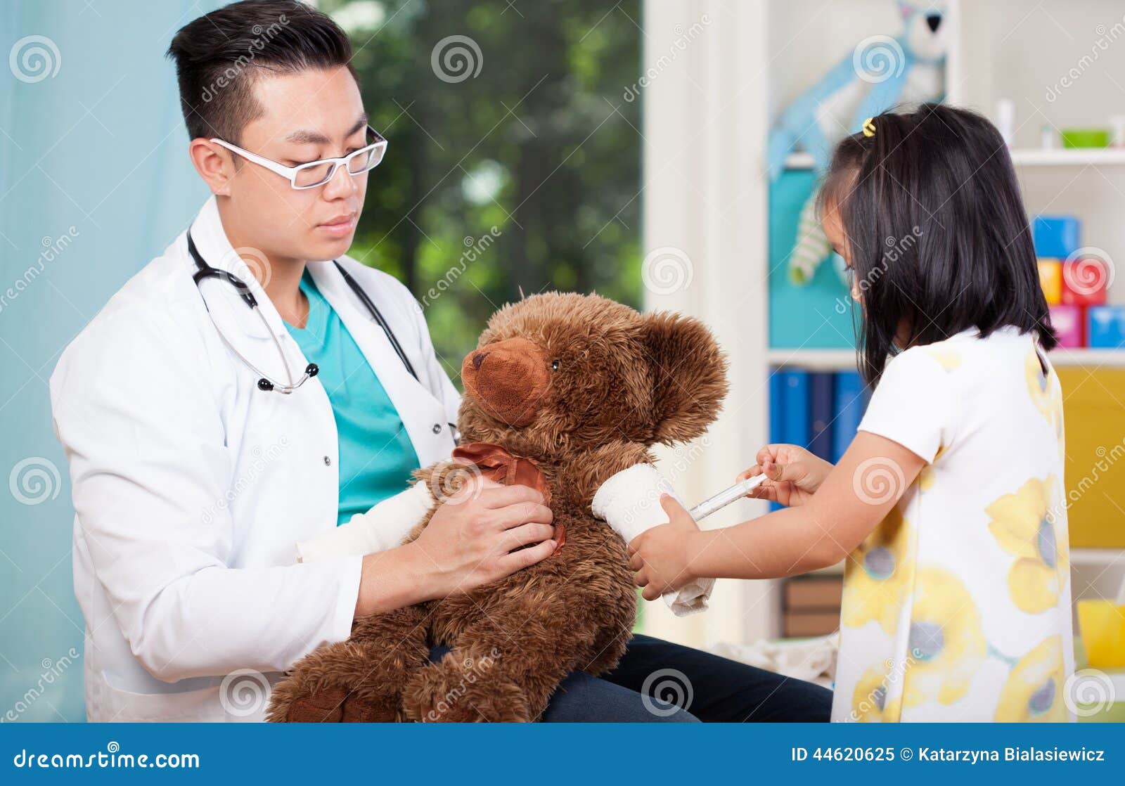 Asian Pediatrician with Teddy Bear Stock Image - Image of hospital ...