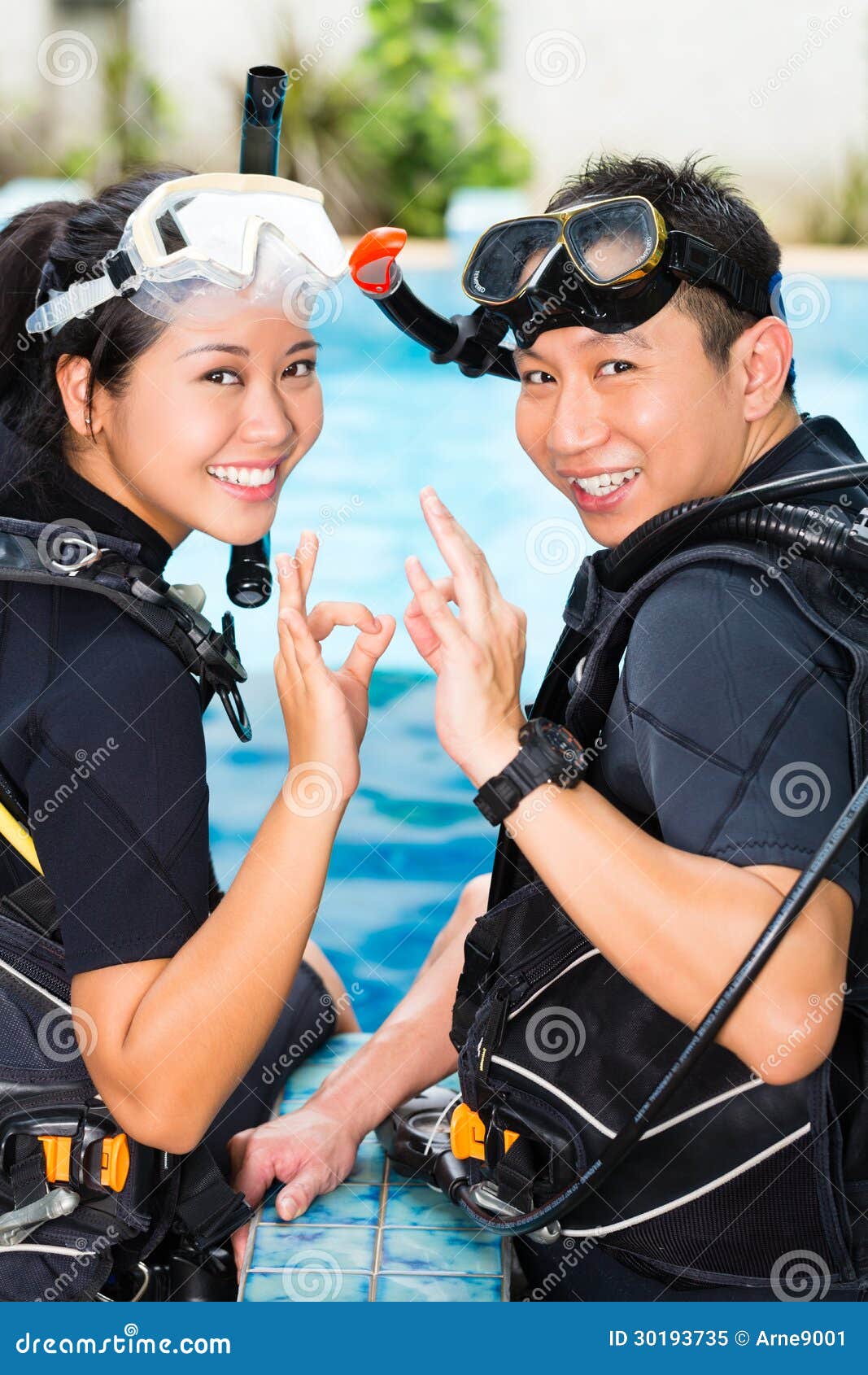 Teacher and Student in a Diving School Stock Image - Image of aqualung ...
