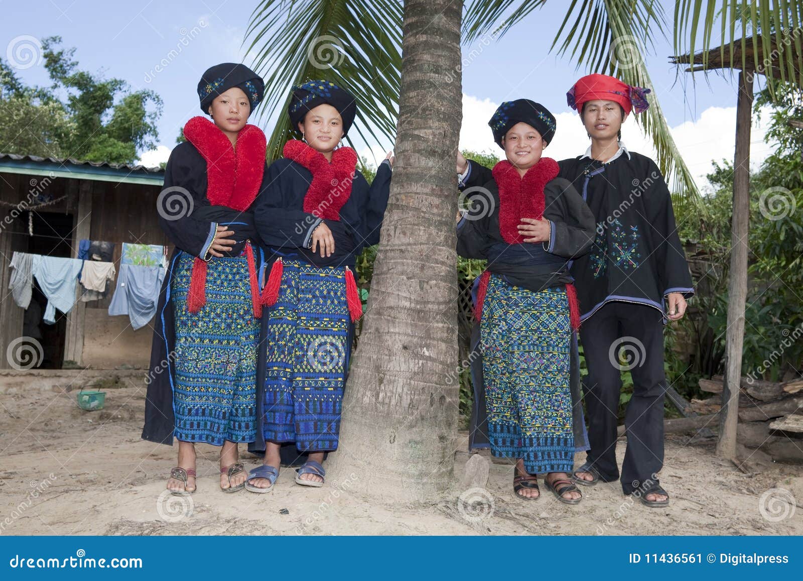 Asian People Laos, Ethnic Group Yao Stock Image - Image of headdress ...