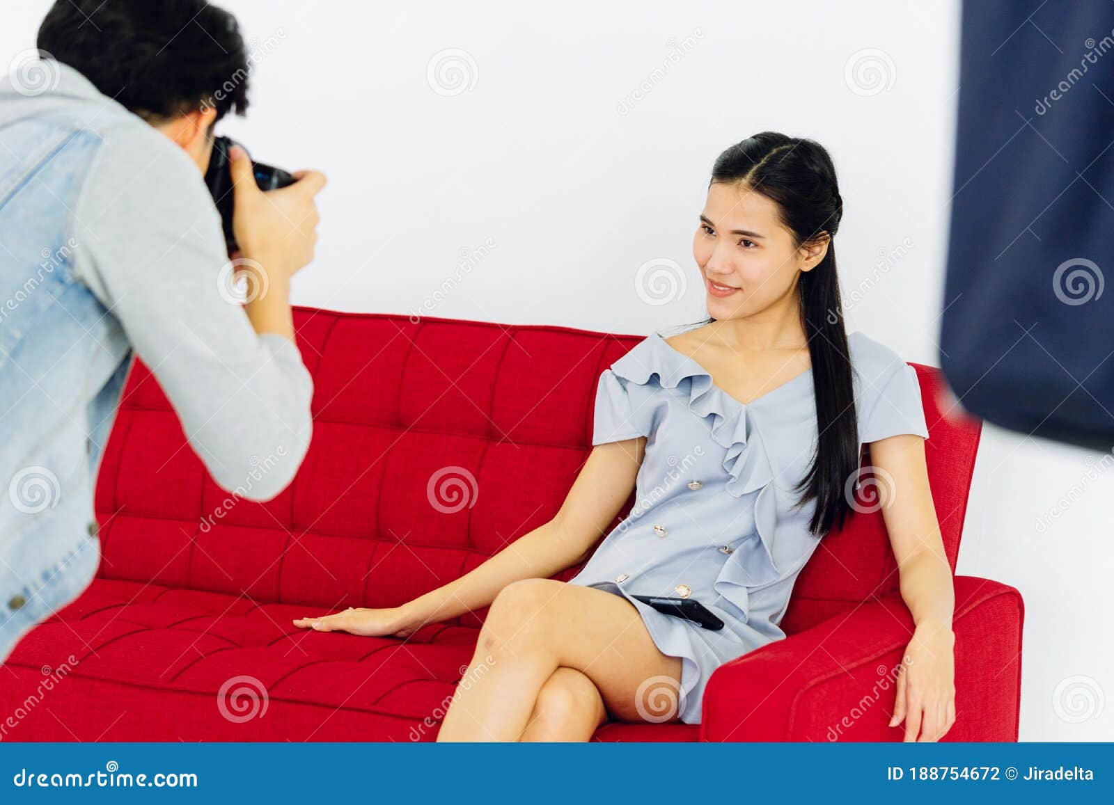 Asian Photographer Shooting with Female Model in Studio Stock Photo ...