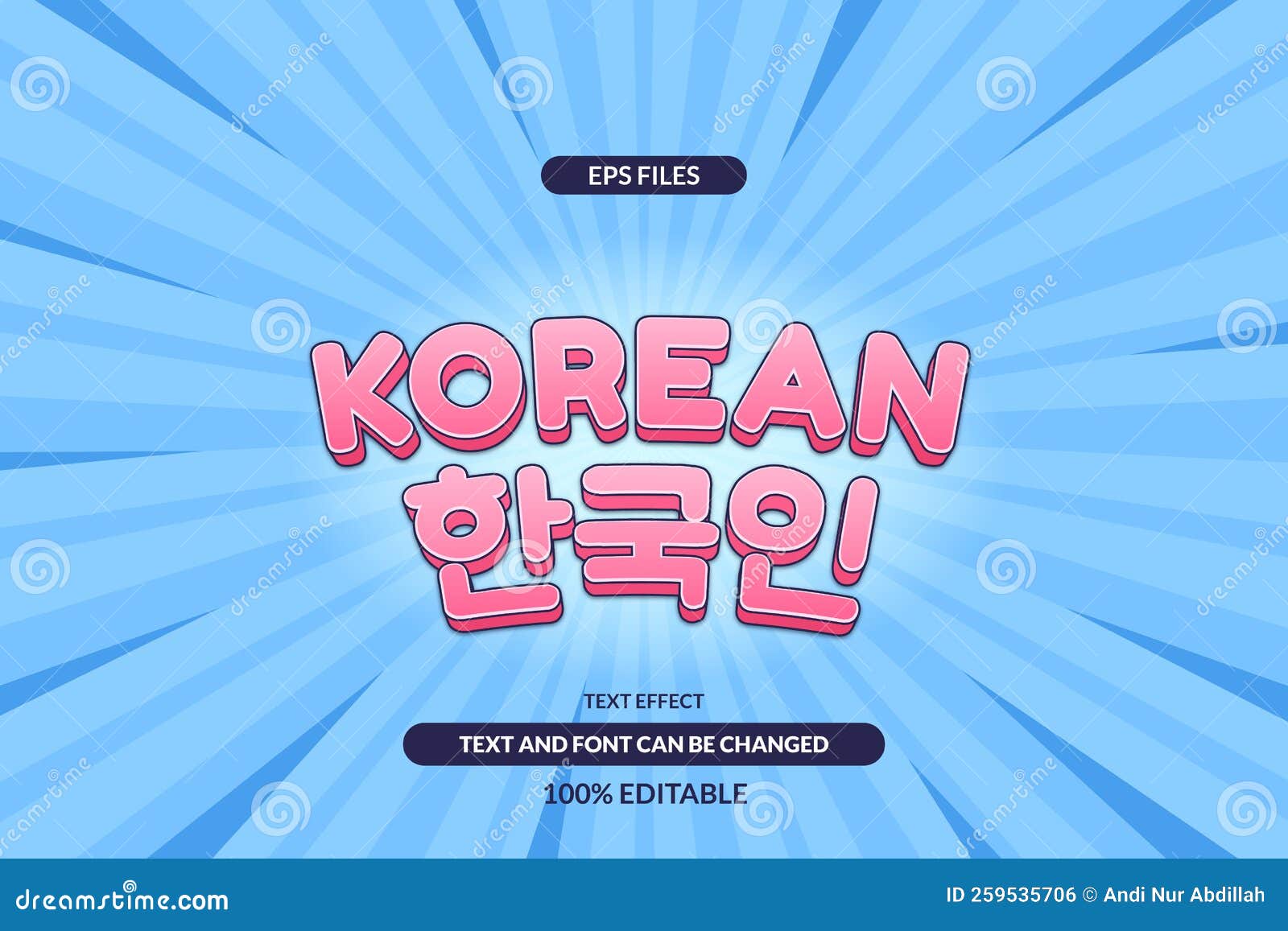 Asian Pop Style Korean Editable Text Effect. Eps Vector File Stock ...