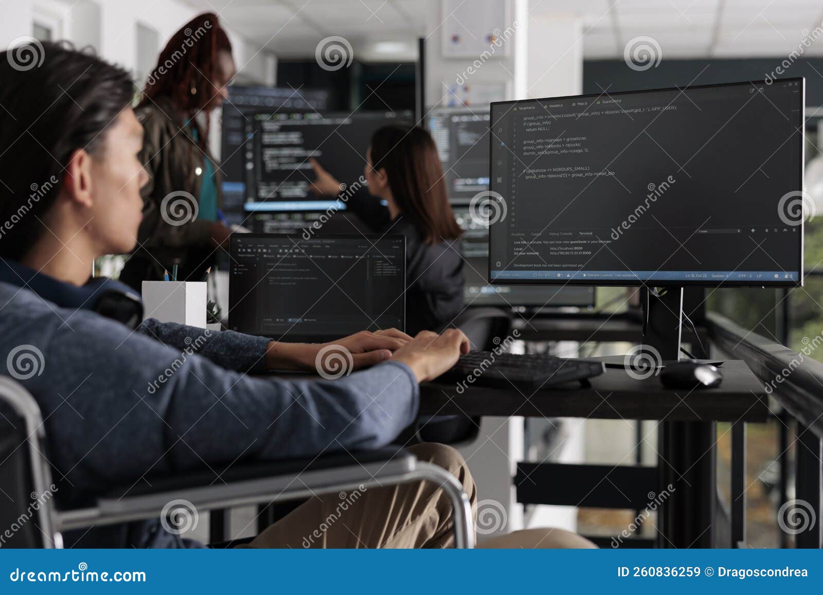 Asian Programmer with Physical Disability Typing Html Code on Computer ... Asian Programmer with Physical Disability Typing Html Code on Computer ...