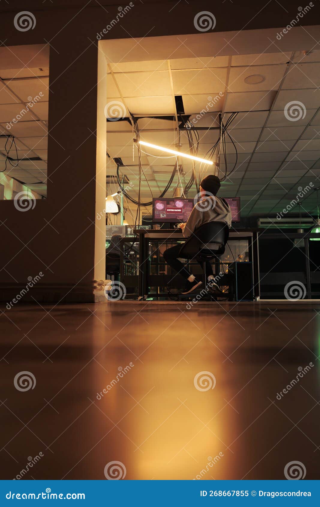 Asian Programmer Solving Data Leak Problem Computer System Hacking Stock Image Image Of