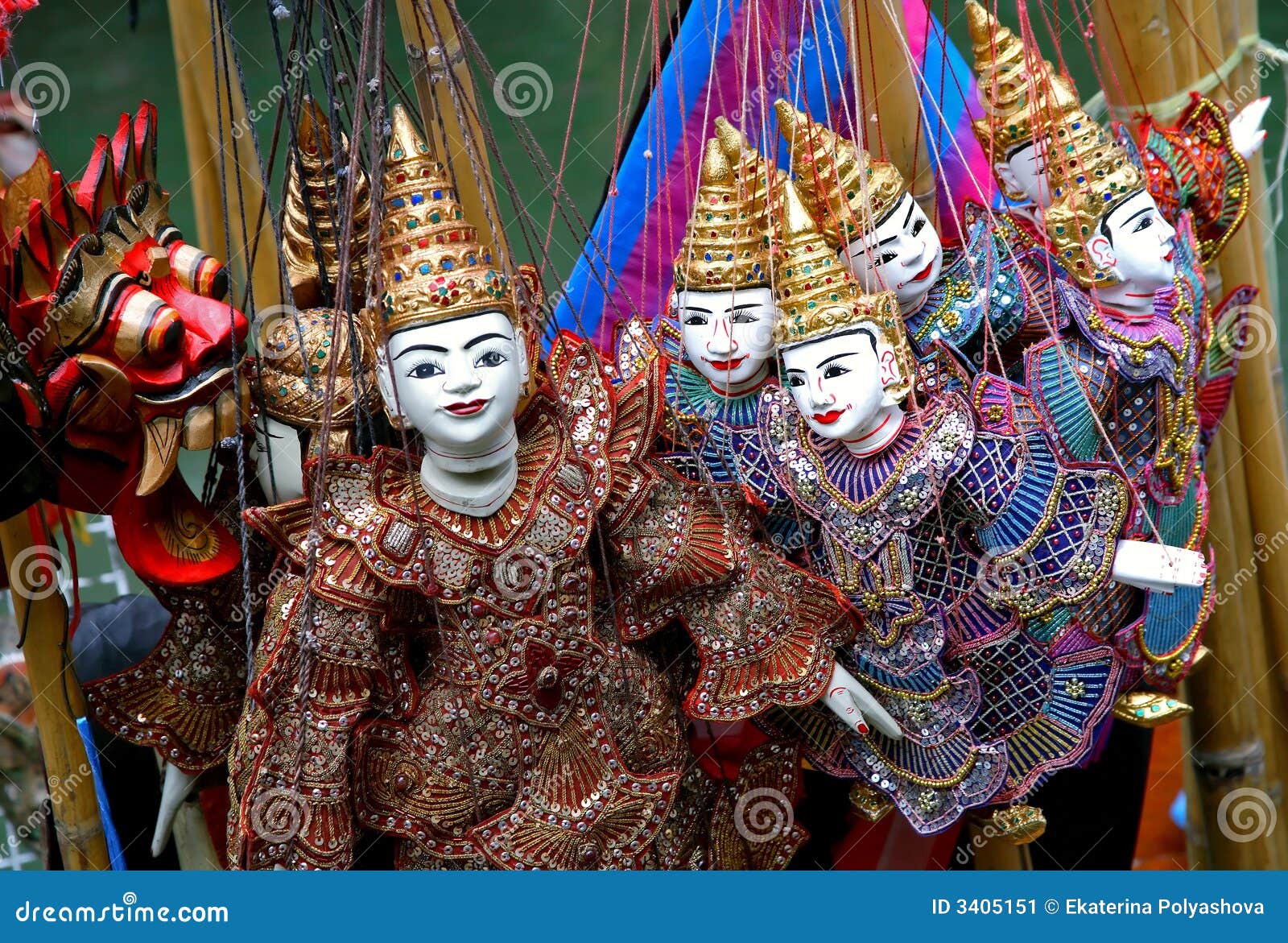 Asian puppets and mask stock image. Image of artistic - 3405151