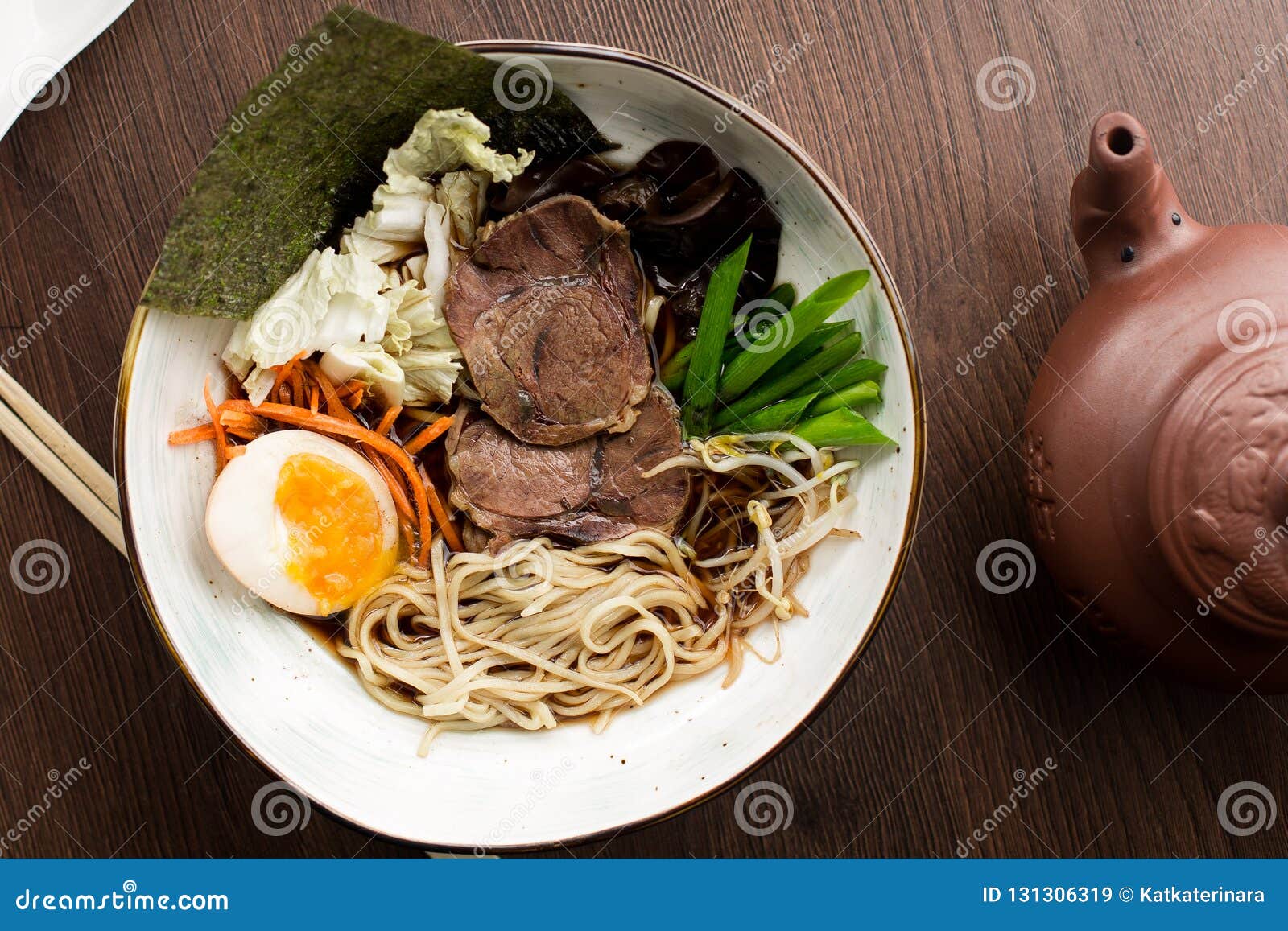 Asian Ramen with Beef and Noodles in a Restaurant Stock Image - Image ...