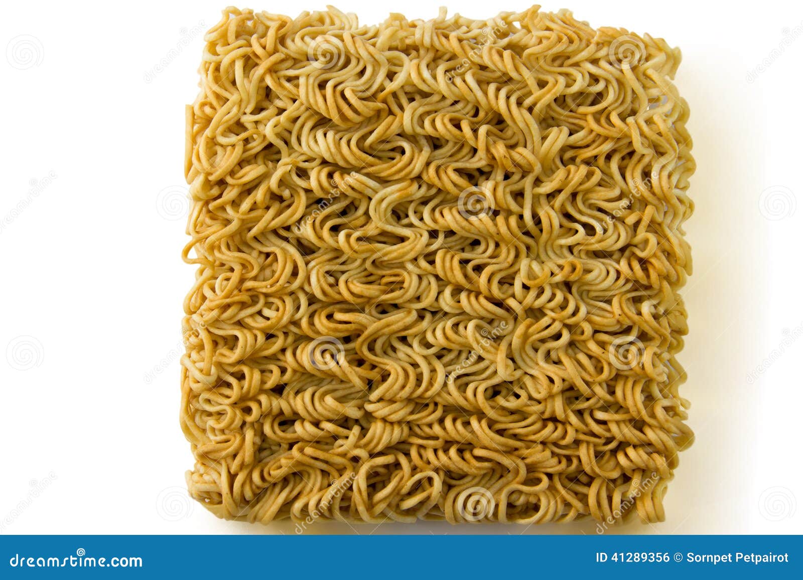 Asian Ramen Block of Instant Isolated on White Background. Stock Photo ...