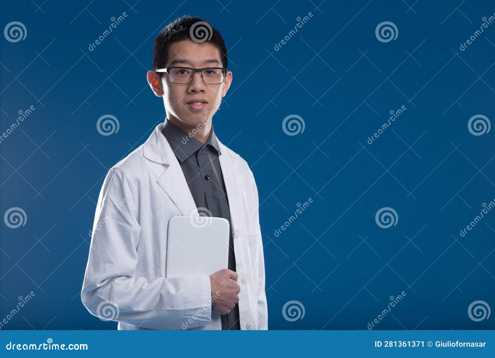 Asian Researcher, Digital Tablet, Document Digitization Stock Image ...