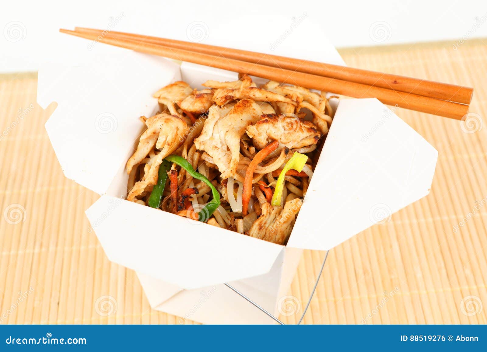 Asian rice with chicken stock photo. Image of foodbox - 88519276