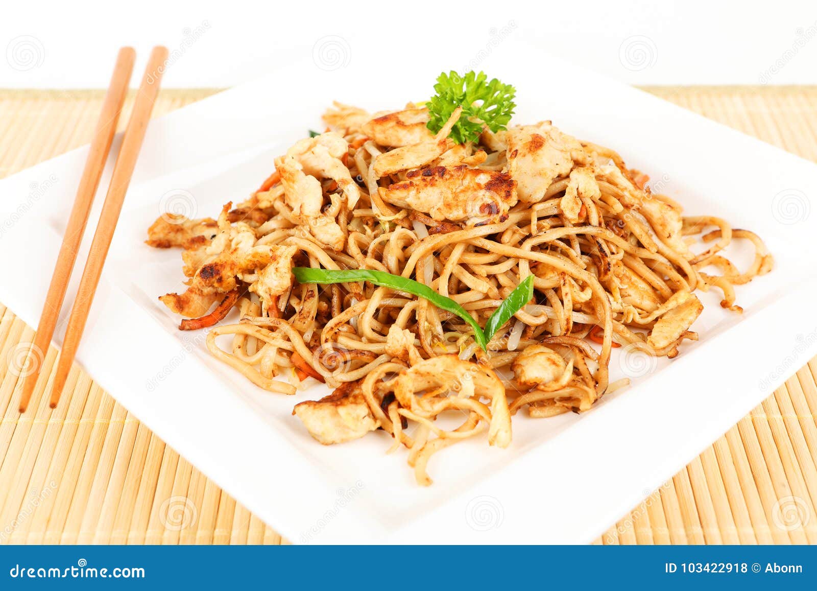 Asian rice with chicken stock photo. Image of sprouts - 103422918