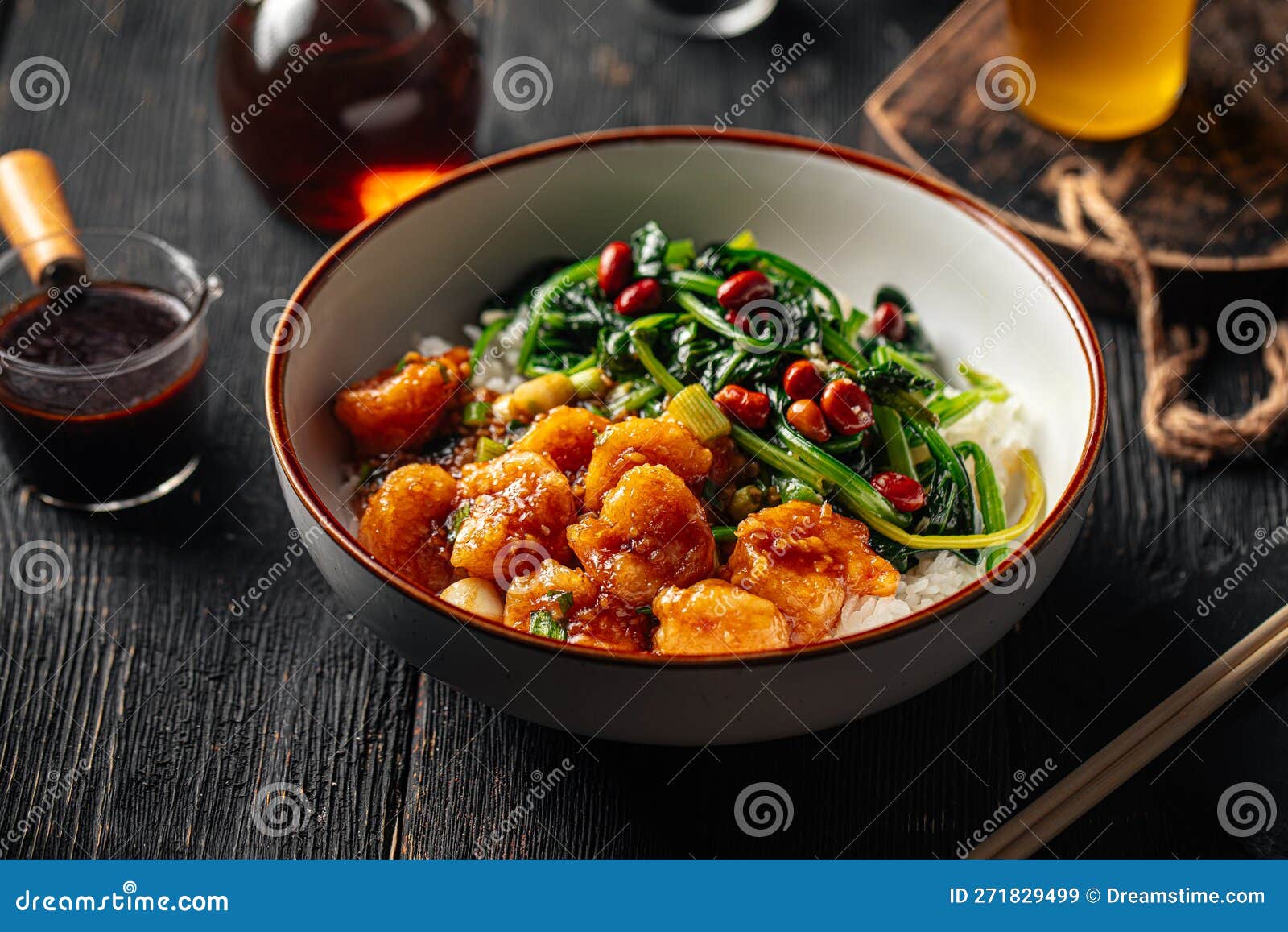 Asian Rice Dish with Shrimp and Spinach Stock Image - Image of spinach ...