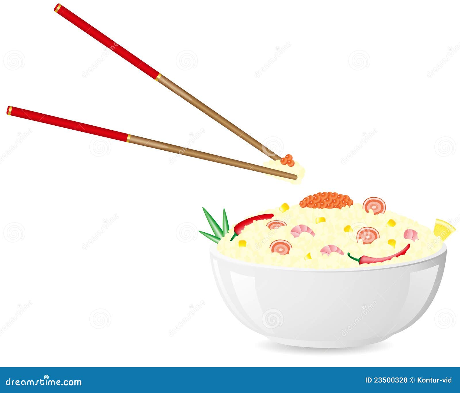 Asian Rice Dal Bhat Or Nasi Kandar In Bowl Cartoon Vector ...
