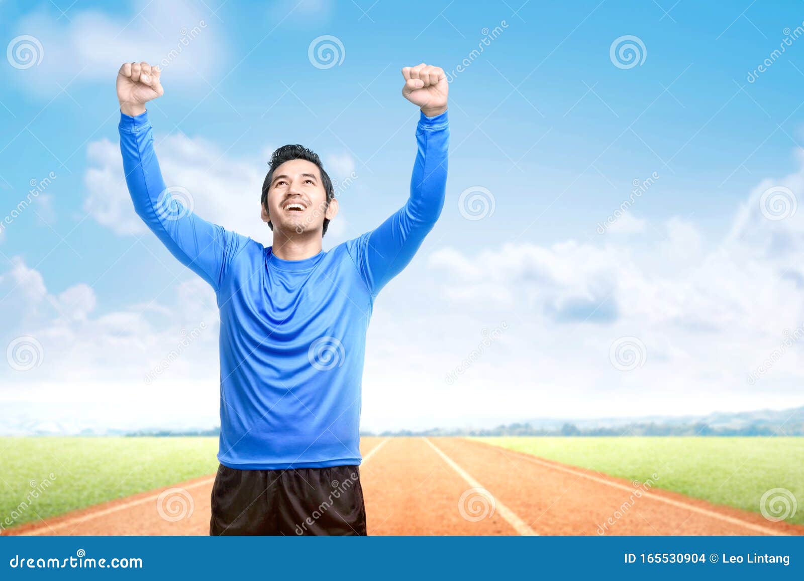 Asian Runner Man with Excited Expression after a Run on the Running ...