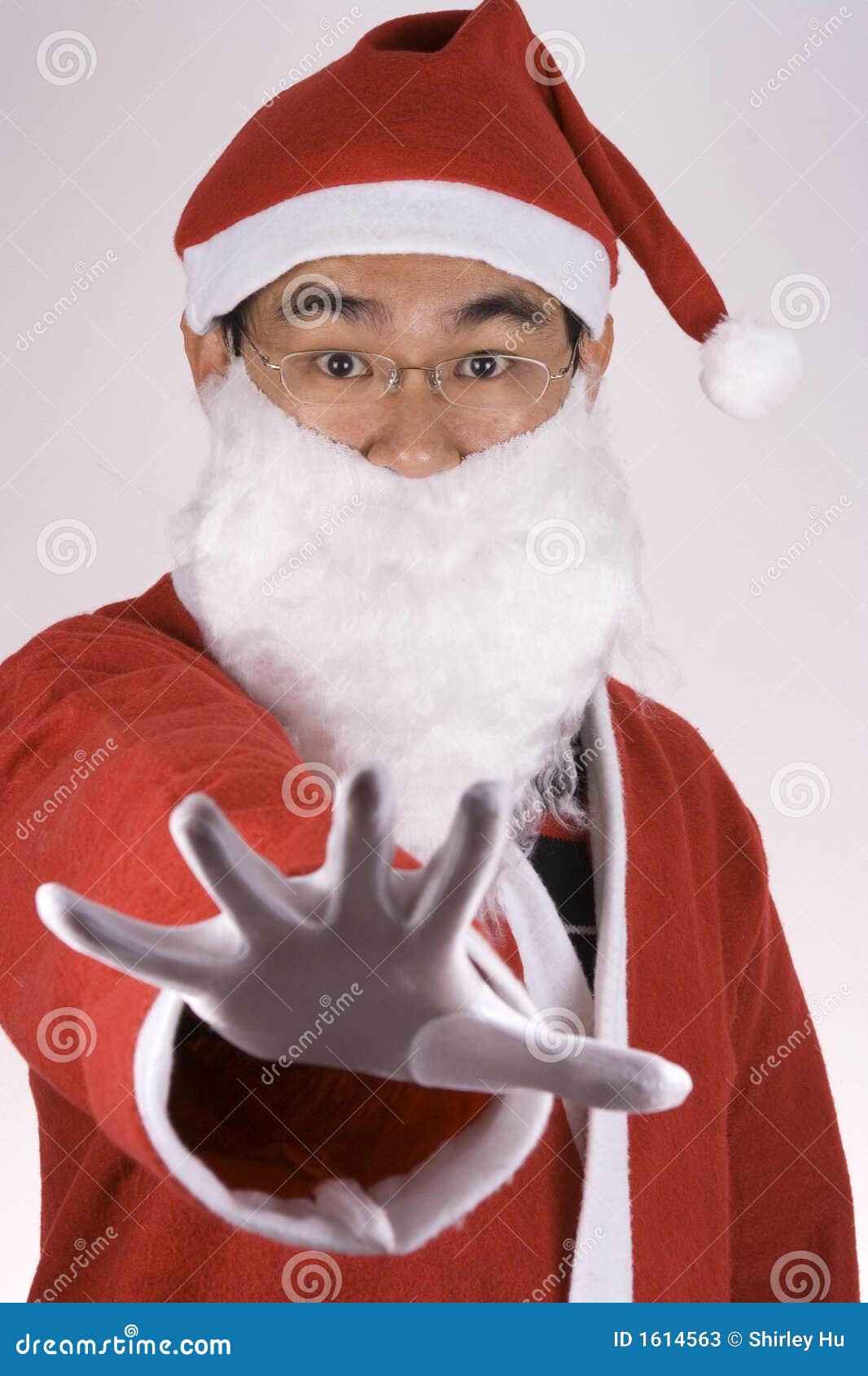 Asian Santa Claus Saying No Stock Image - Image of gloves, fingers: 1614563