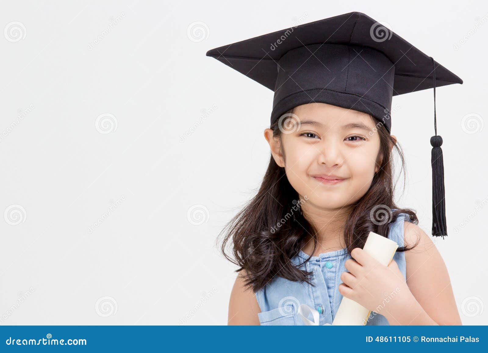 Asian School Kid Graduate in Graduation Cap Stock Image - Image of ...