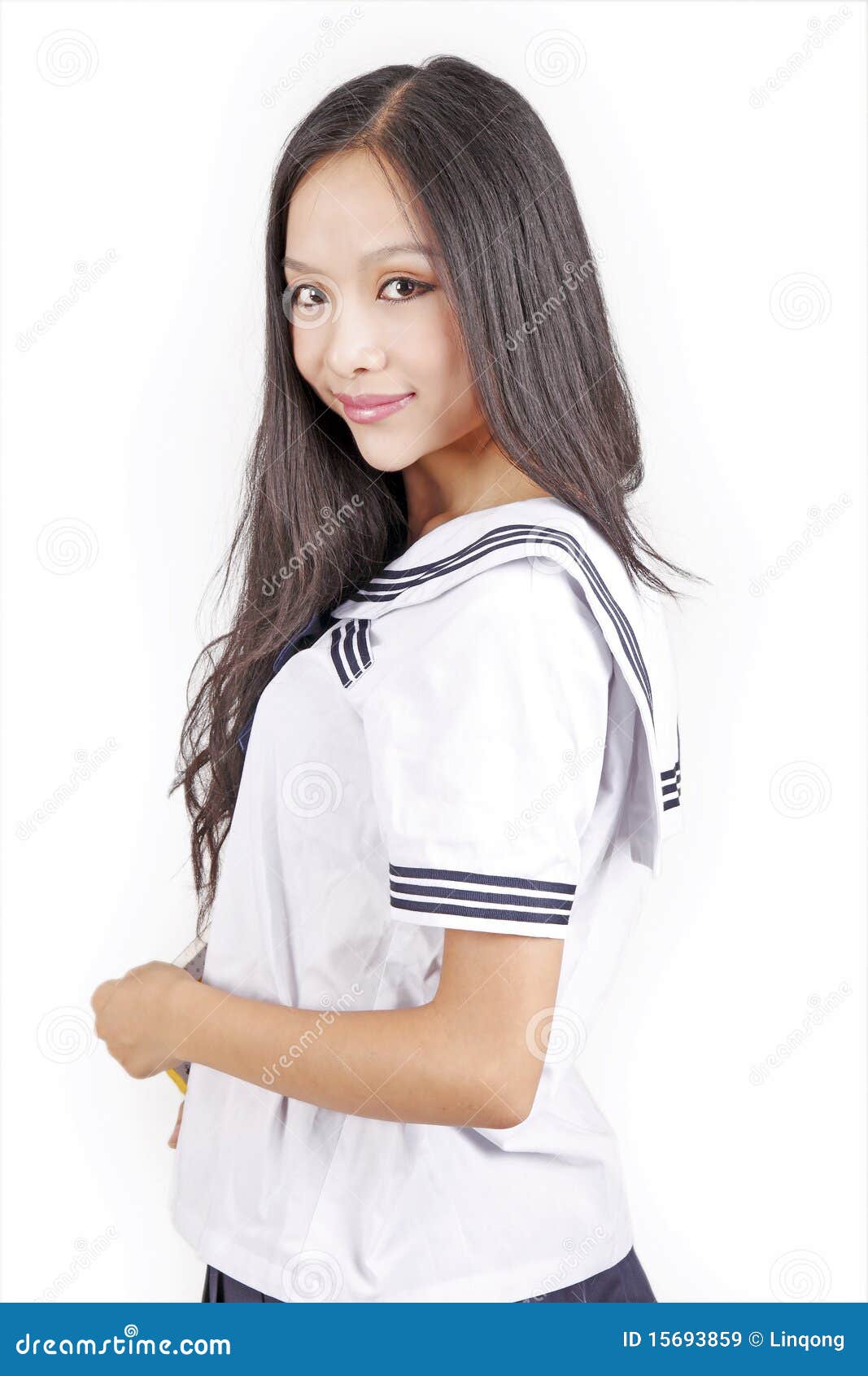 Asian schoolgirl stock image. Image of girl, holding - 15693859