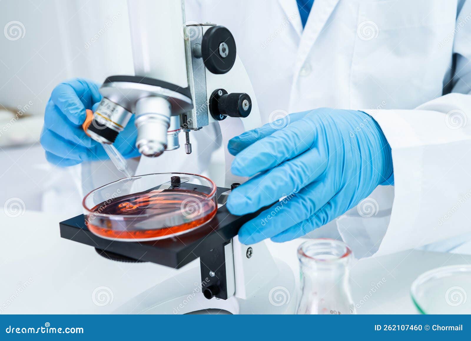 Asian Scientist Biochemist or Microbiologist Working Research with a ...