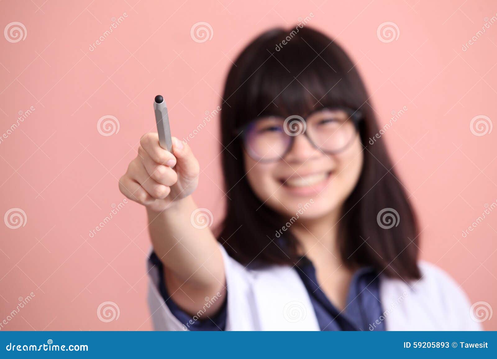 Asian Scientist Point with Pen Stock Image - Image of clinic, medical ...