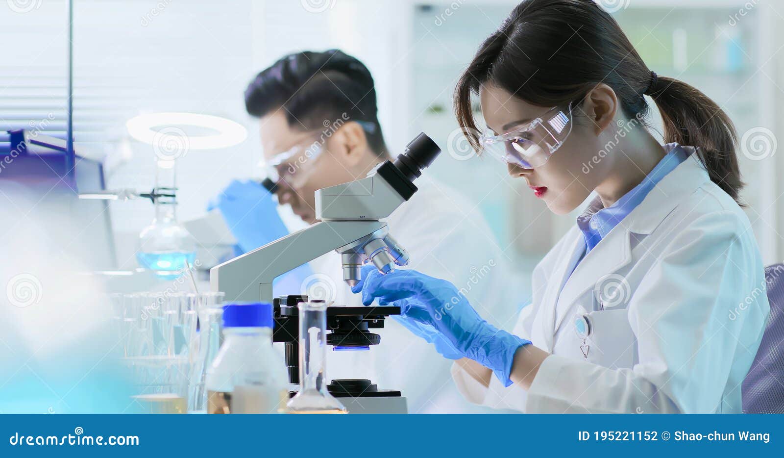 Asian Scientist Use Microscope Stock Photo - Image of pharmacy ...