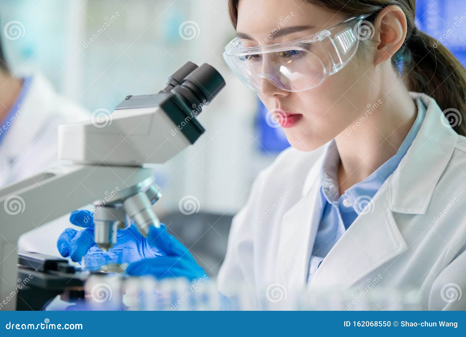 Asian Scientist Use Microscope Stock Photo - Image of analysis, close ...
