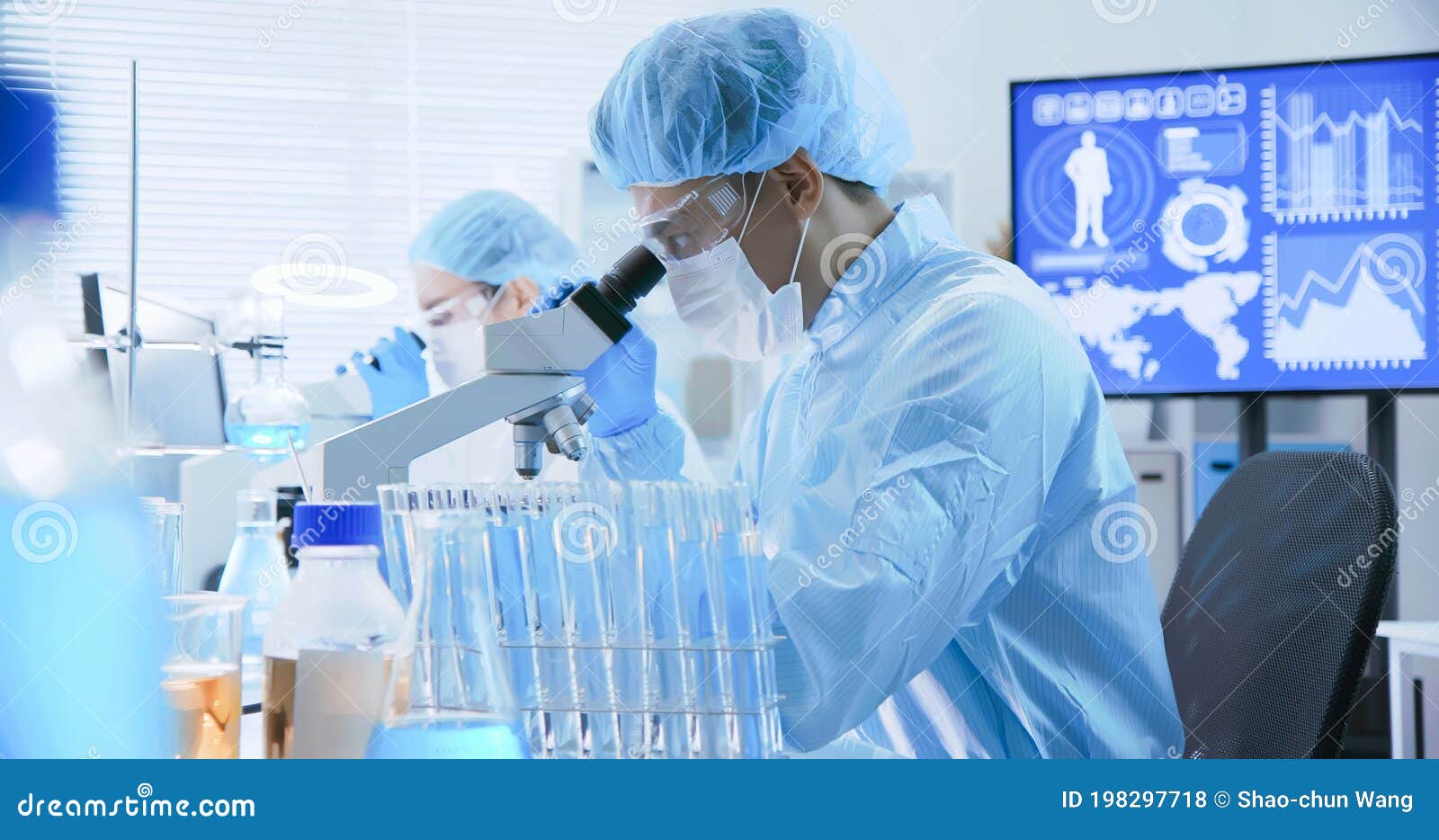 Asian Scientist Use Microscope Stock Photo - Image of chinese, korean ...