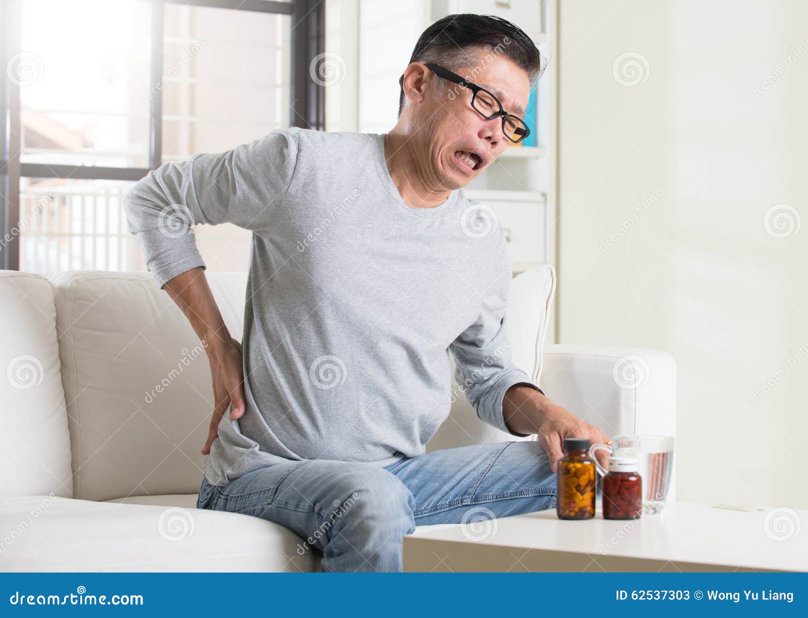 Asian Senior with Back Pain Stock Image - Image of illness, lifestyle ...