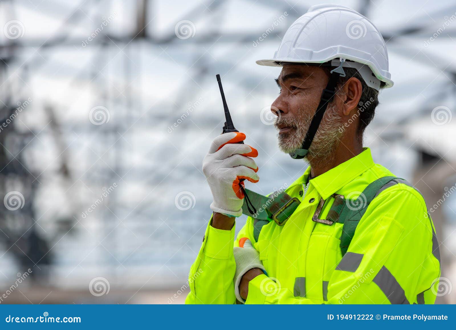 Asian Senior Engineer Technician Watching Construction Control In The ...