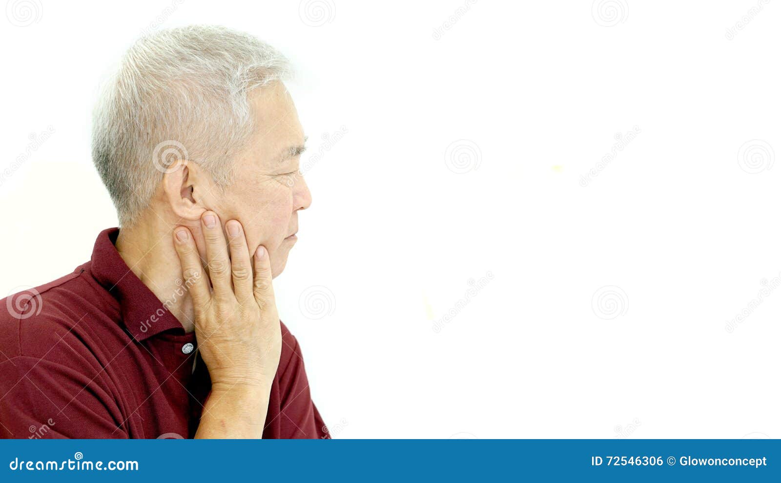 Asian Senior Man Thinking Unhappy with Copy Space Stock Photo - Image ...