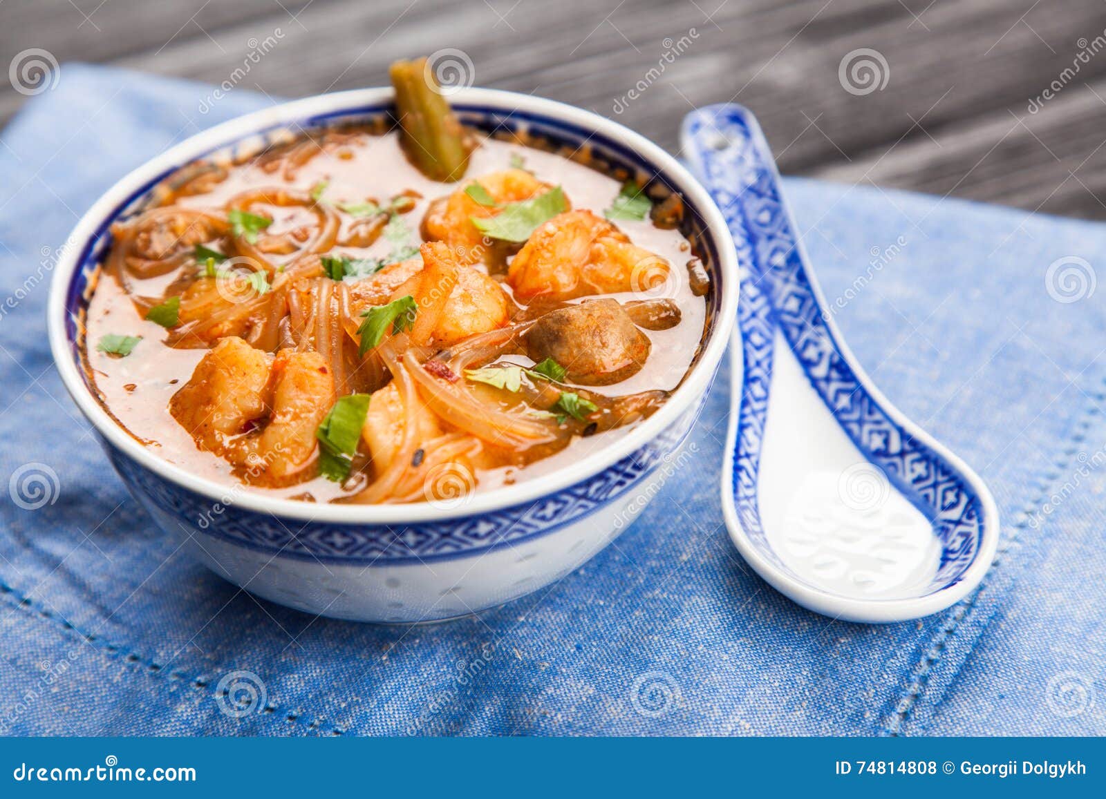 Asian shrimp soup stock photo. Image of japanese, delicious - 74814808