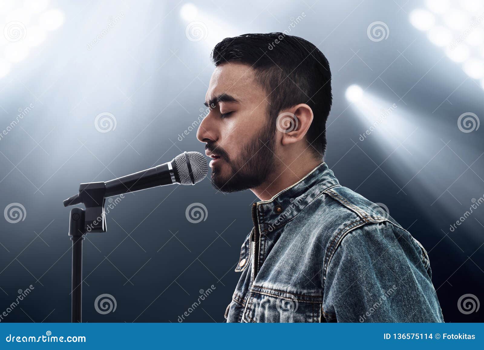 Asian Singer Singing with Microphone Stock Photo - Image of karaoke ...