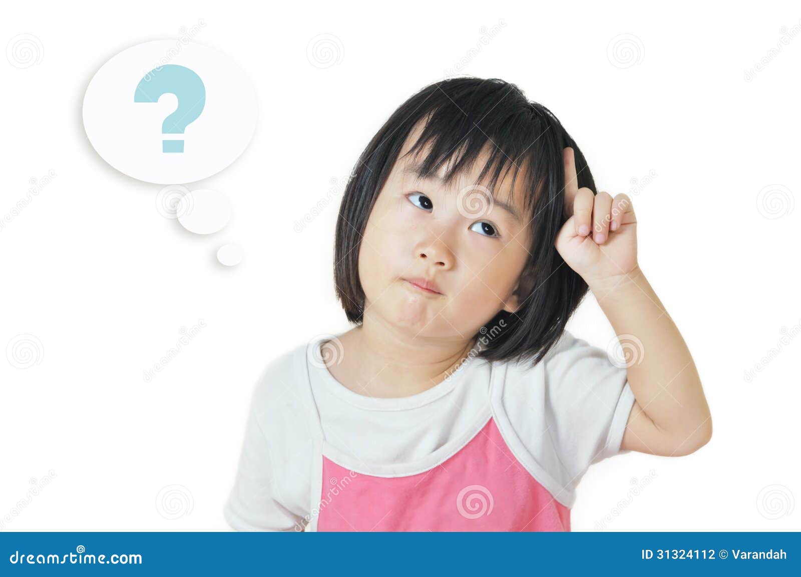 Asian Small Child in a Thoughtful Expression Stock Photo - Image of ...