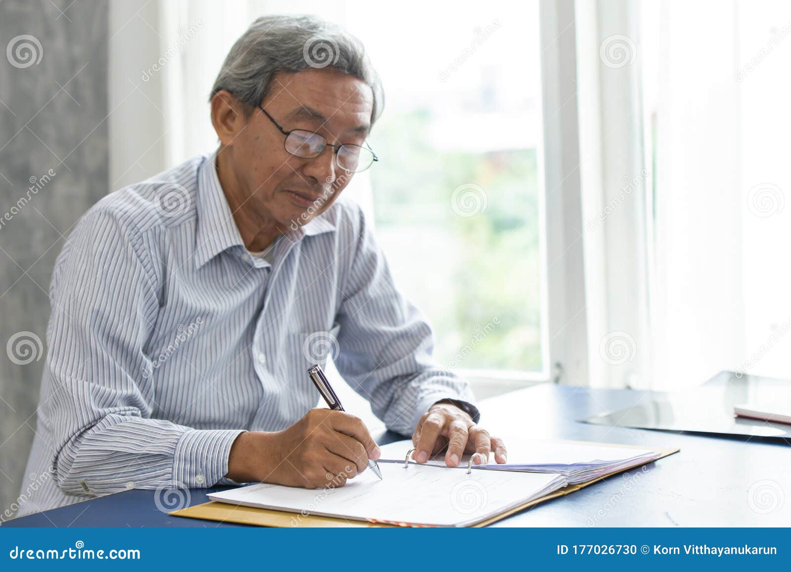 Man Writing On A Document With A Fountain Pen Royalty-Free Stock Photo ...