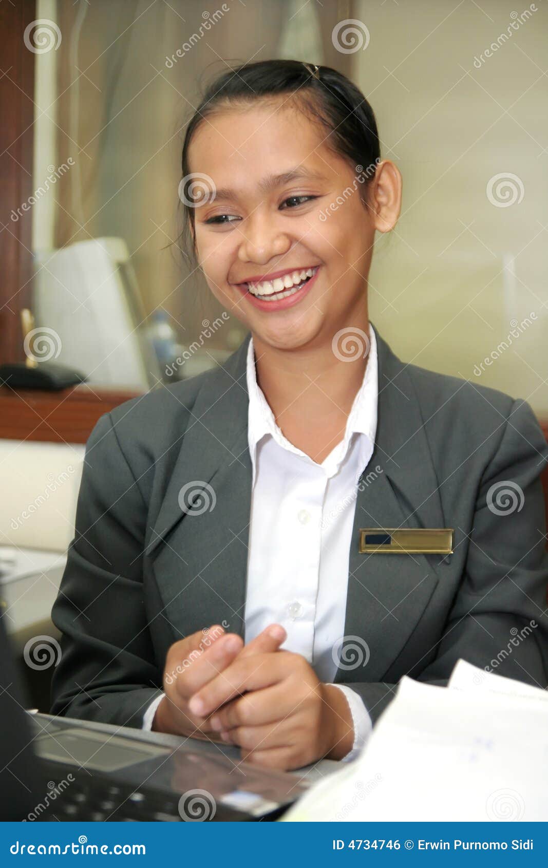 Asian smiling at work stock photo. Image of working, girl - 4734746