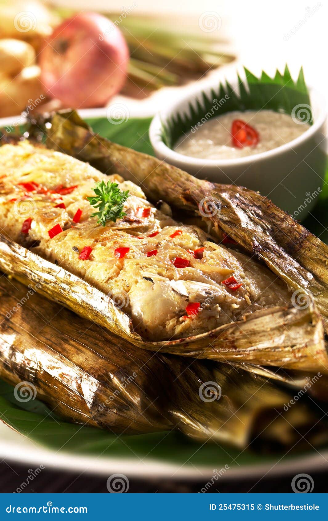Asian spicy fish cake stock image. Image of meal, leaf - 25475315
