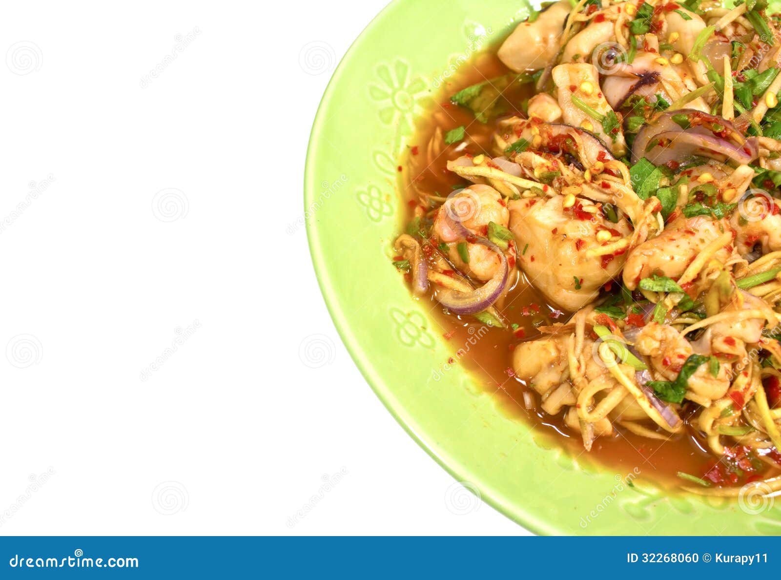 Asian spicy squid salad stock photo. Image of garnish - 32268060