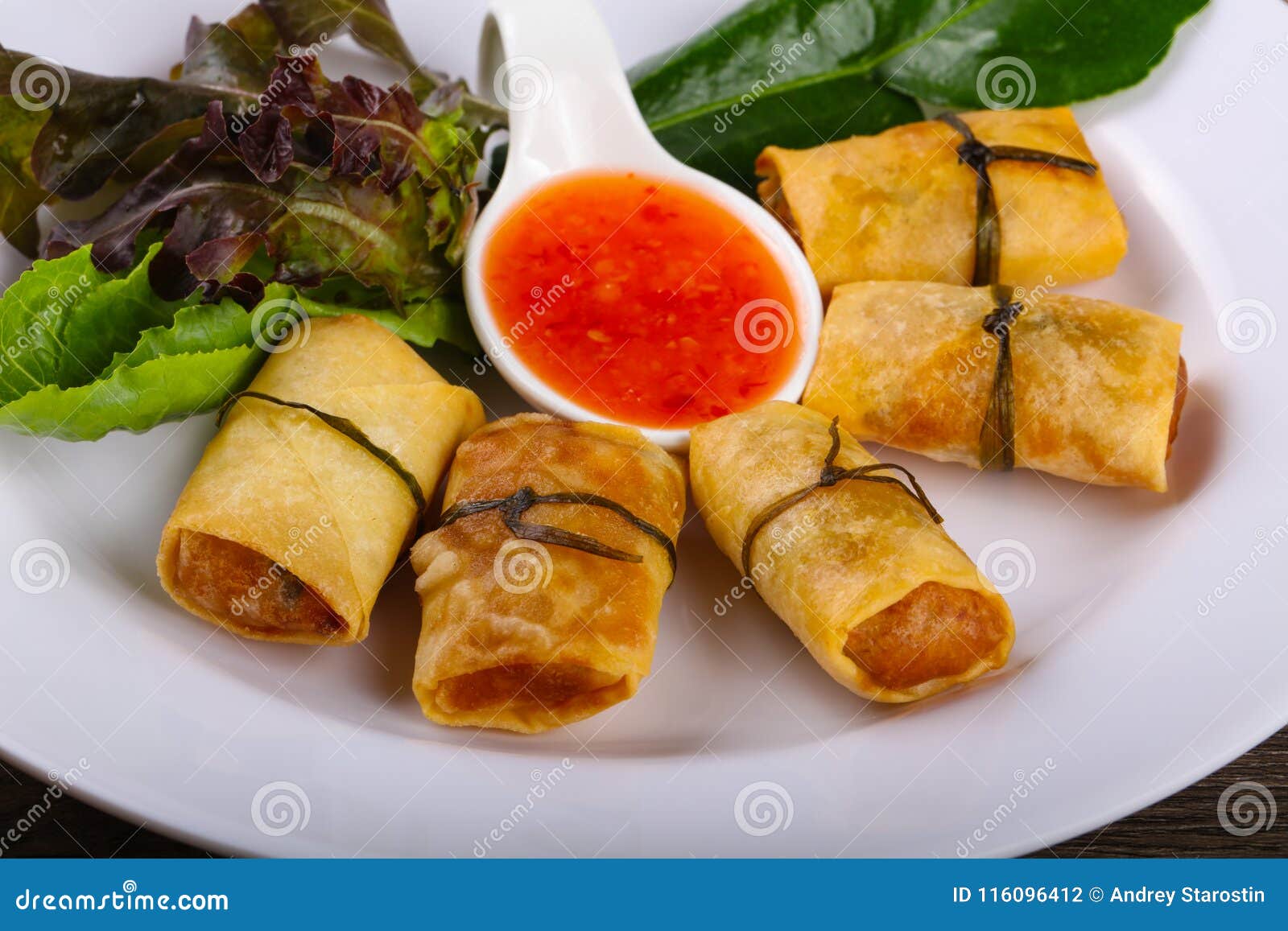 Asian spring roll stock photo. Image of chicken, dinner - 116096412
