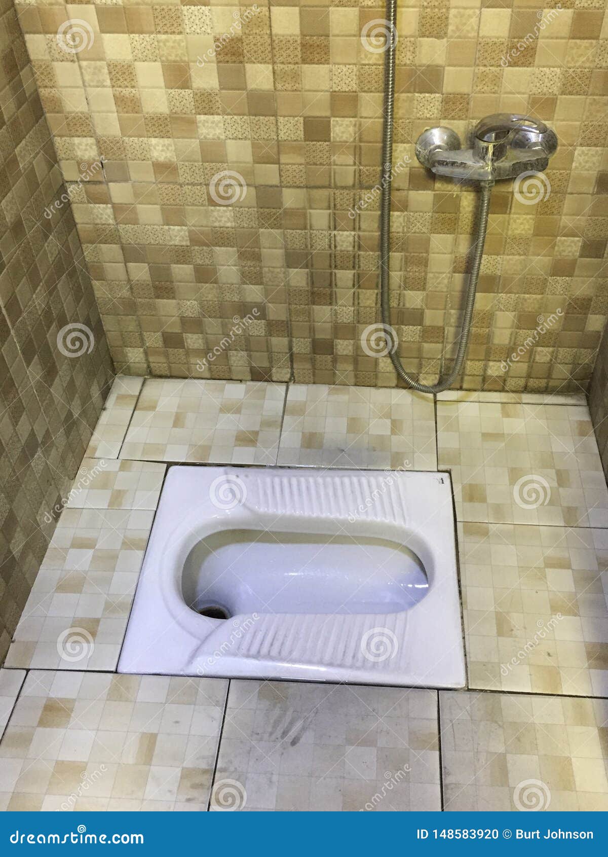 Asian Squat Toilet in Tiled Restroom Stock Photo - Image of room ...