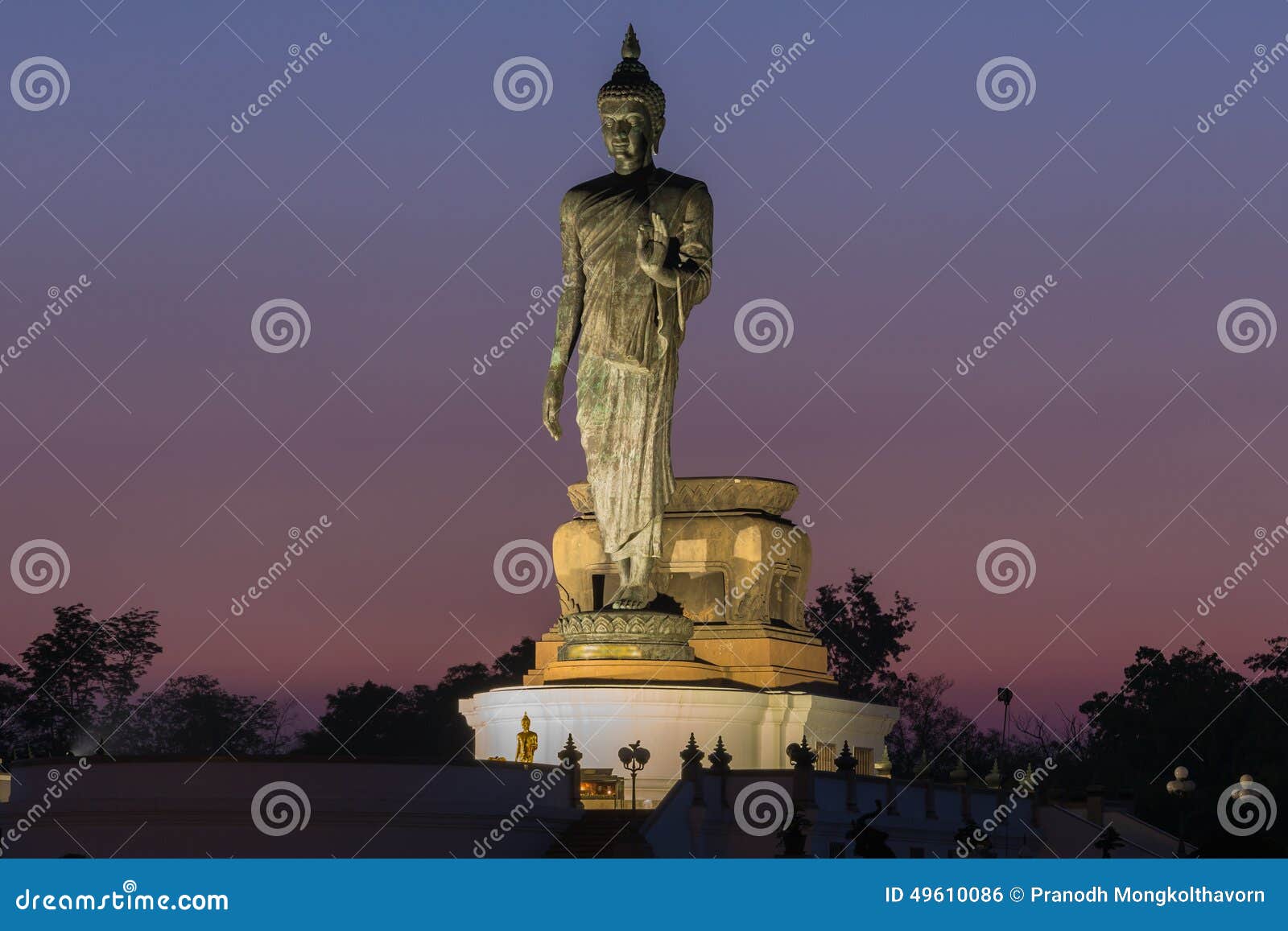 Asian Standing Big Buddha after Sunset Stock Photo - Image of holy ...