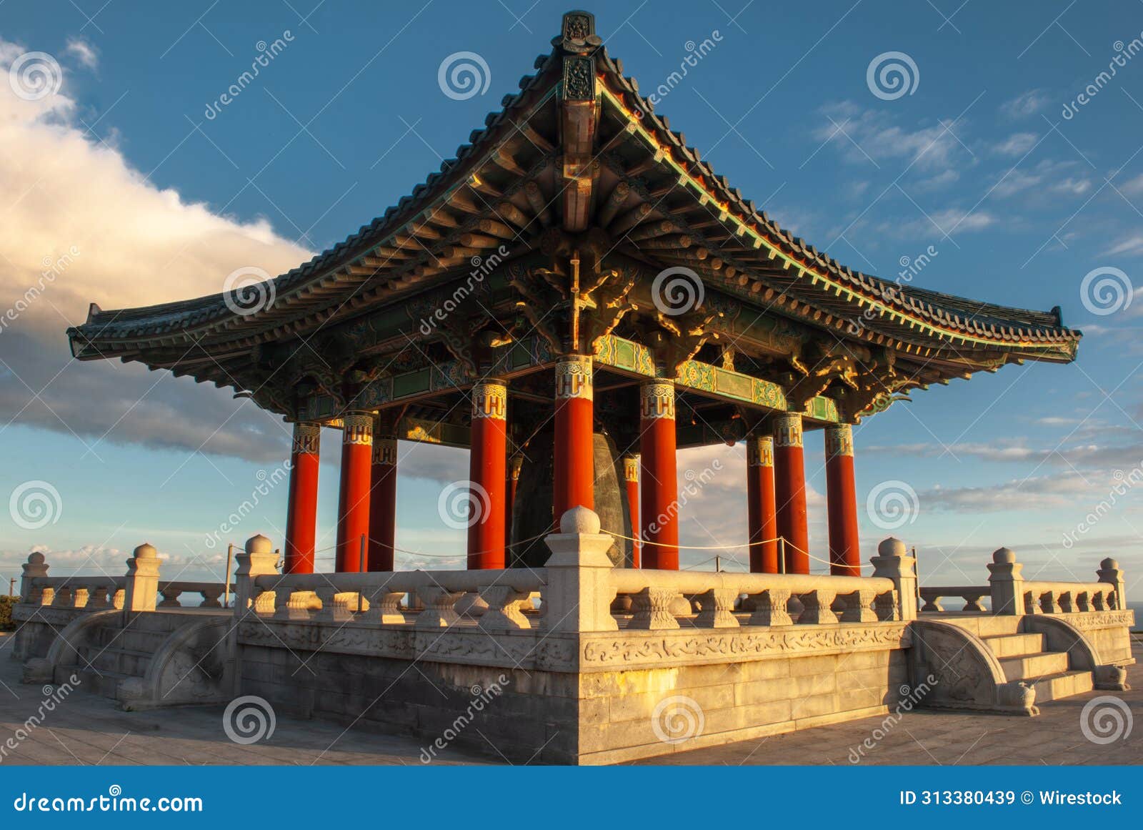 Asian Stone Structure in Park with Stairs Stock Image - Image of ...