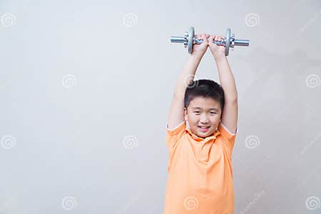 Asian Strong Boy Lifting Weights, Stock Image - Image of childhood ...
