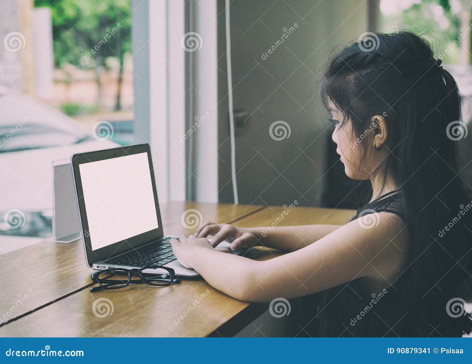 Asian Student Girl Learning, Studying Online Using Laptop Computer in ...