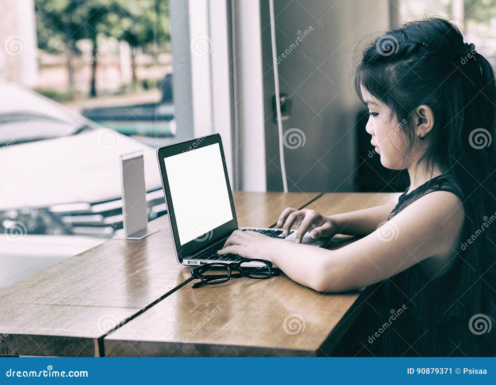 Asian Student Girl Learning, Studying Online Using Laptop Computer in ...