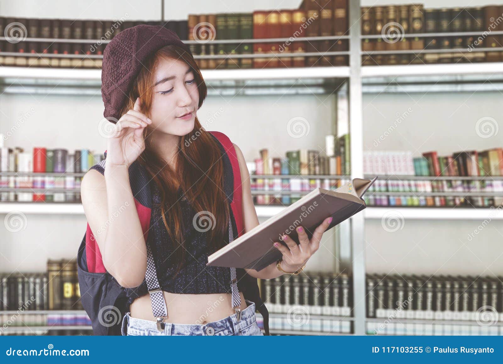 Asian Student Learning in Library Stock Image - Image of library, high ...