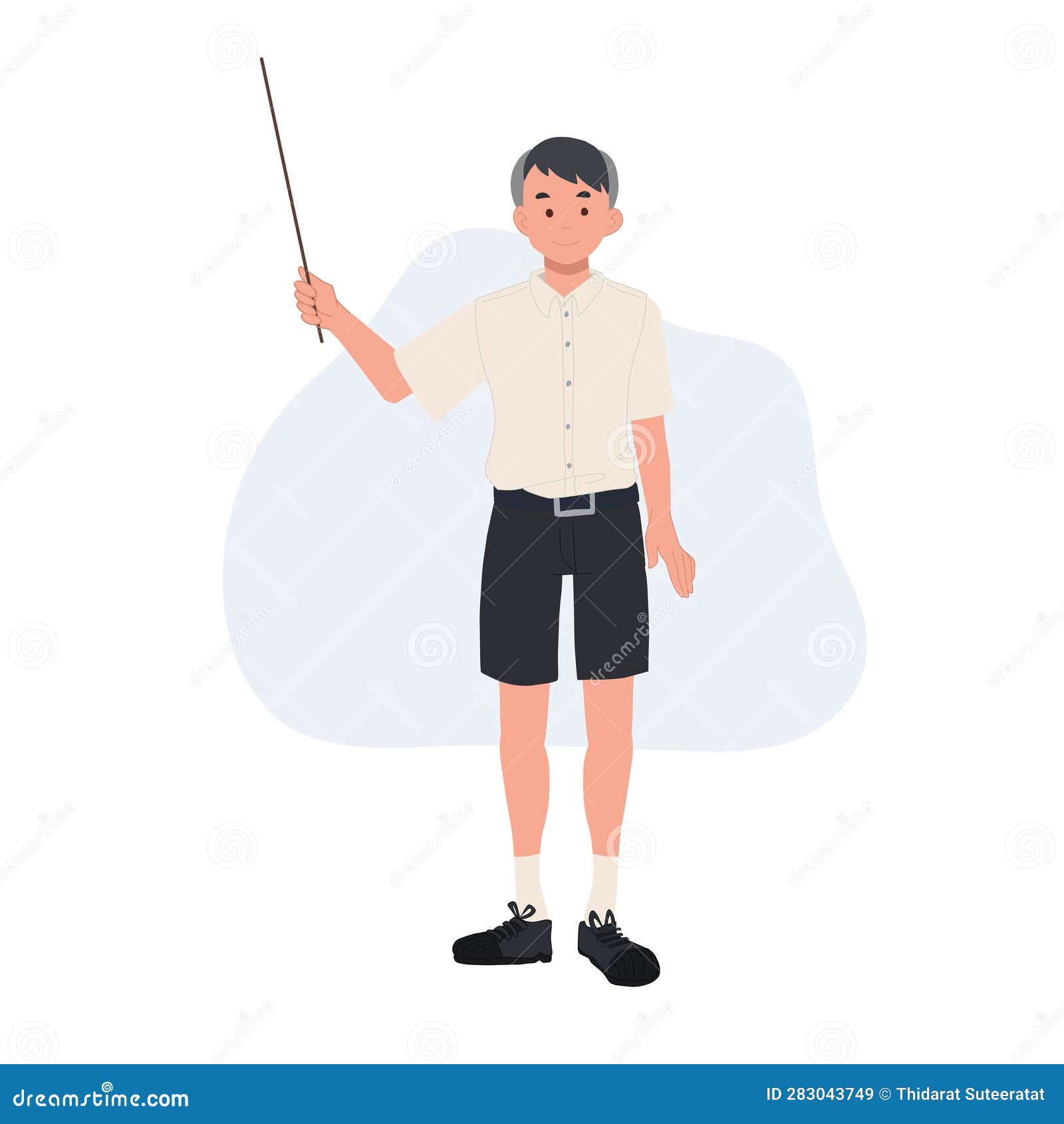 Asian Student in School Uniform. Thai Student Boy is Holding a Pointer ...