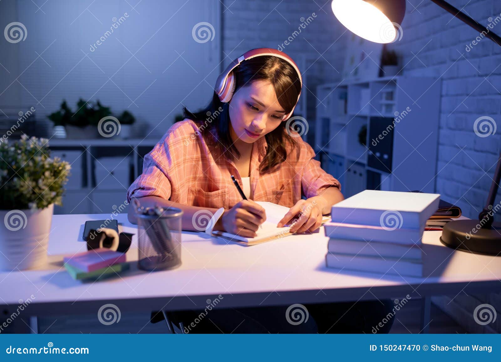 Asian student study hard stock photo. Image of college - 150247470
