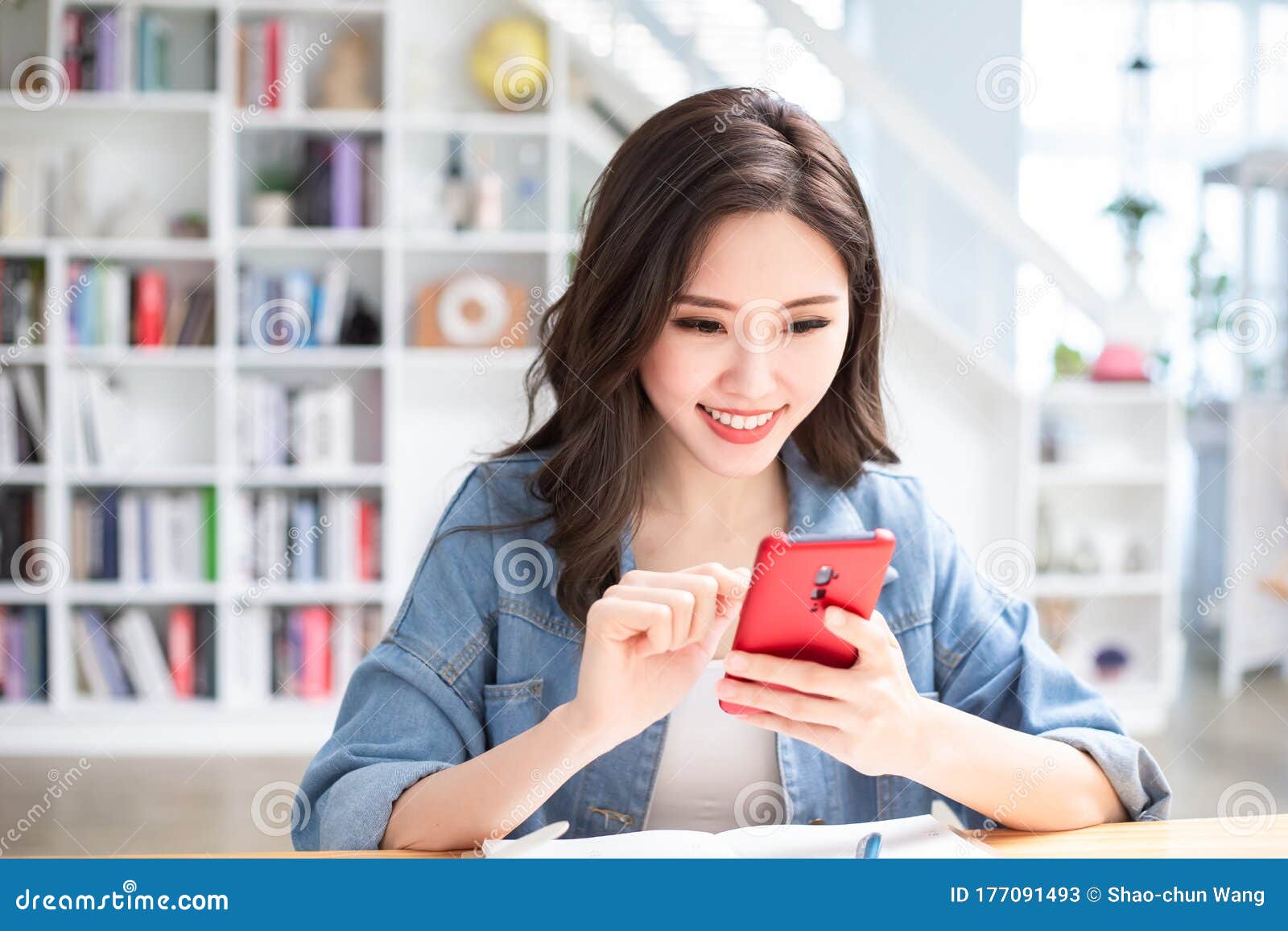 Asian Student Use Mobile Phone Stock Image - Image of korean, lady ...