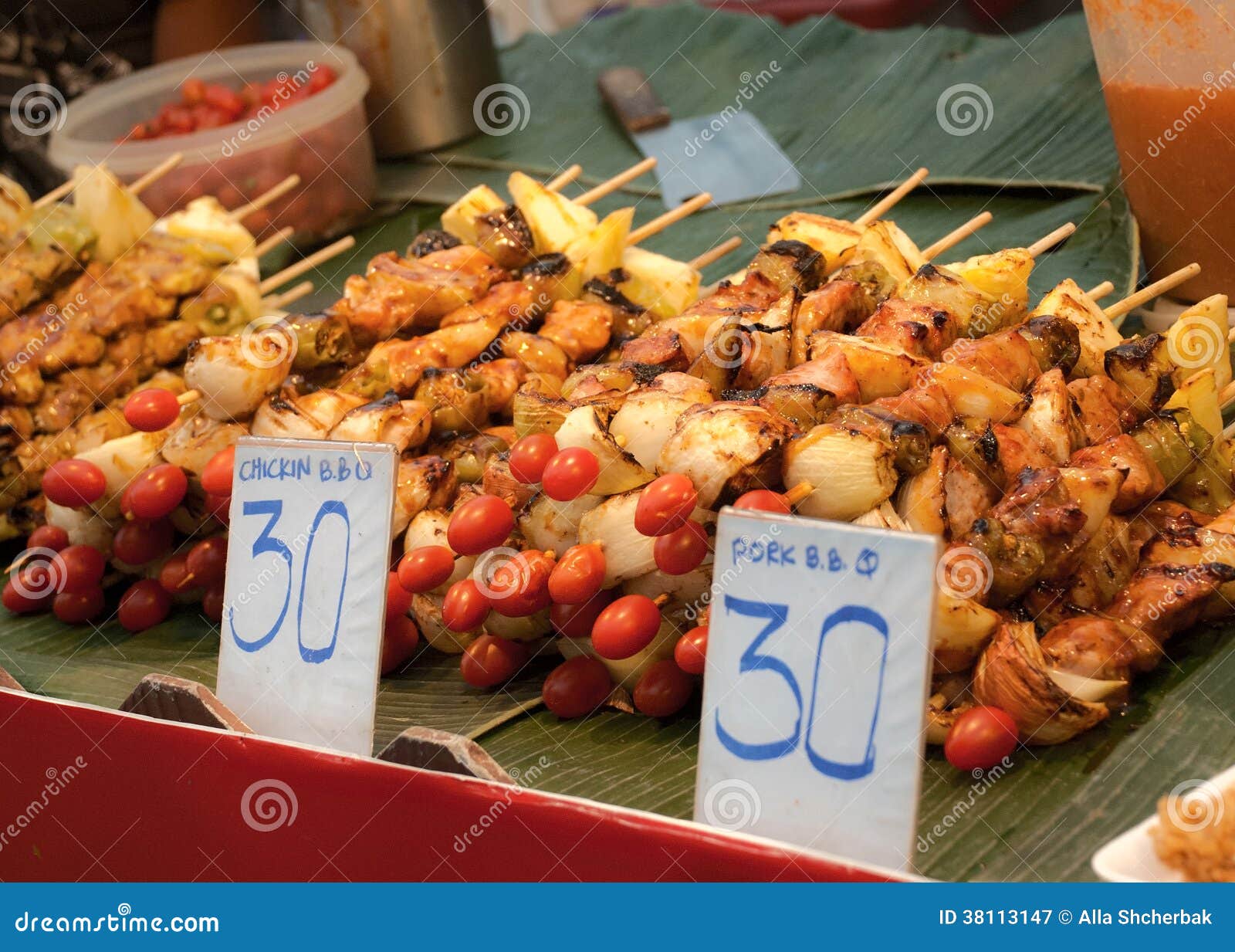 Asian Style Barbecue Stick Food Stock Image - Image of edible ...