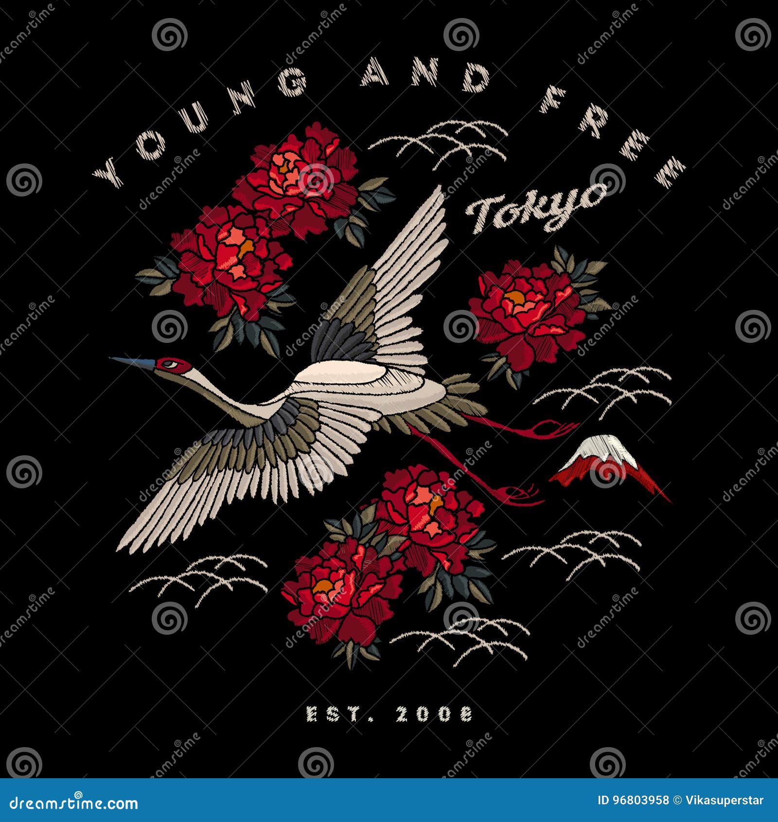 Asian Style Birds Embroidery Stock Vector - Illustration of vector ...