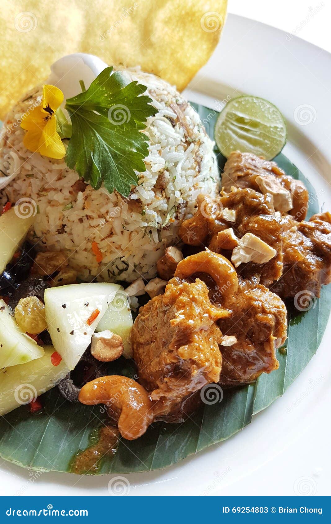 Asian Style Fried Rice with Mutton Curry Stock Image - Image of ...