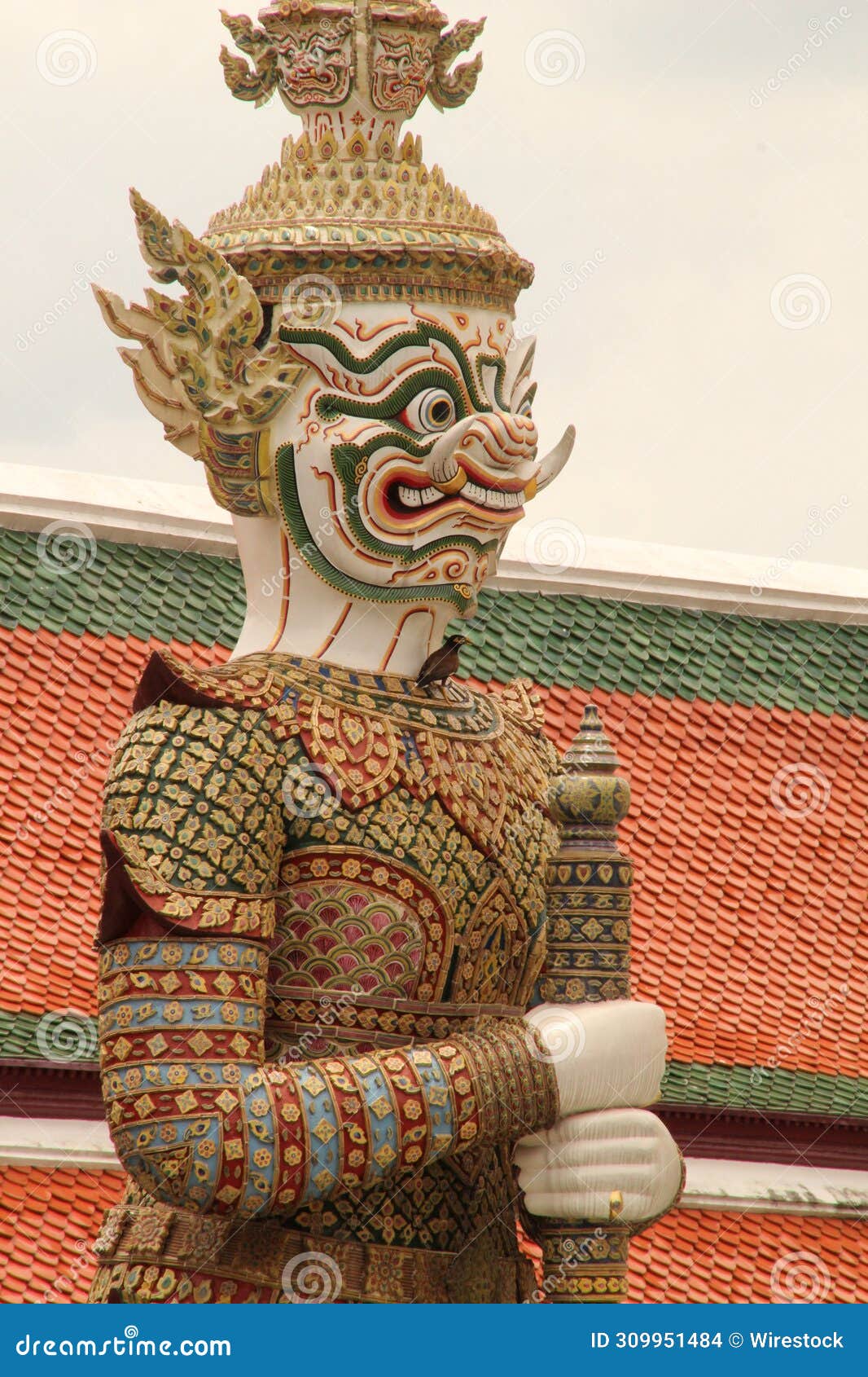 Asian-style Painted Face Statue with Intricate Design Stock Photo ...