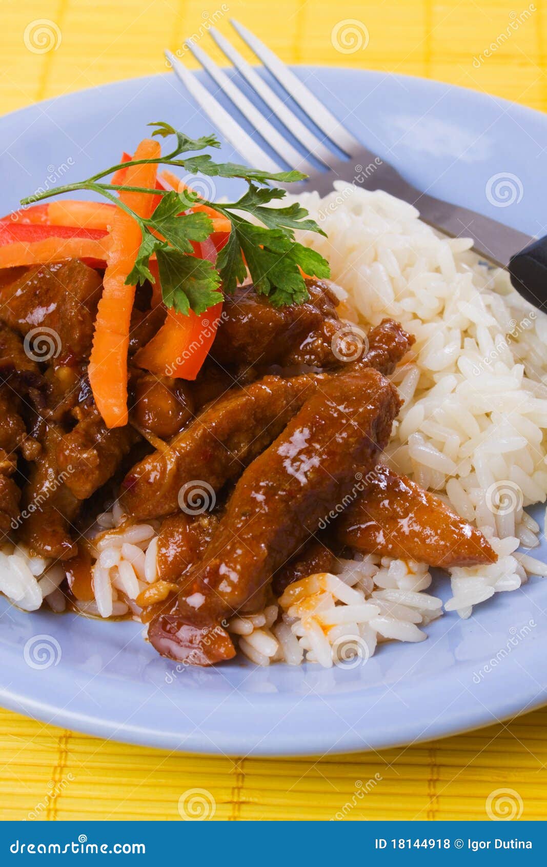 Asian Style Pork Meat with Rice Stock Photo - Image of photograph ...
